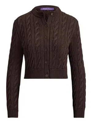 Ralph Lauren Cropped Cable-knit Cardigan - Blue