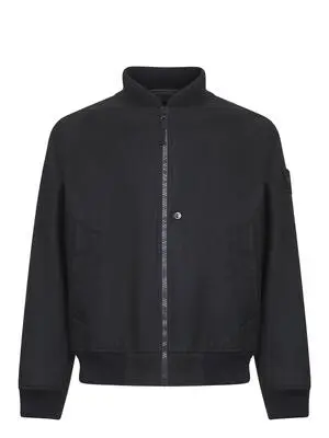 Stone Island Logo Patch Zip-up Bomber Jacket - Blue