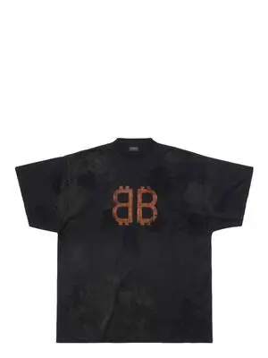 Balenciaga T-shirt Crypto Oversize In Nero Délav - Black