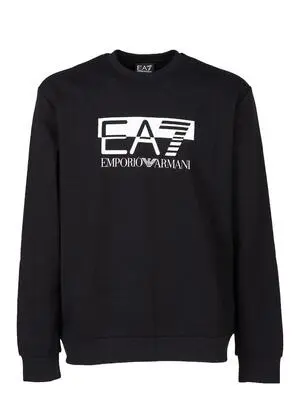 EA7 Long-sleeved Sweater With Central Logo - Black