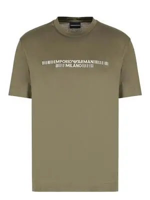Emporio Armani Logo-embroidered Crew-neck T-shirt Gray
