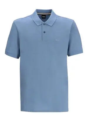 Hugo Boss Boss Hugo Boss Pallas Embroidered Straight Hem Polo Shirt Blue