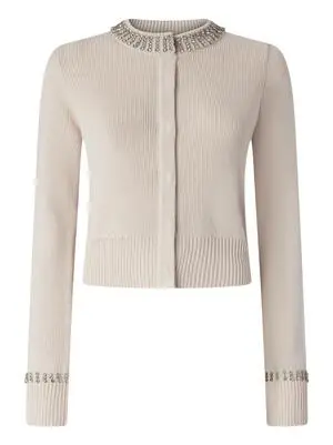 Pinko Embellished Cuff Cardigan - Nude