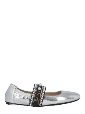 Pinko Pearl-embellished Buckle Ballet Flats - Gray