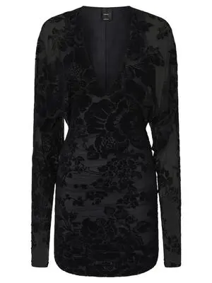 Pinko Roulette Lace Detailed Long Sleeve Dress - Black