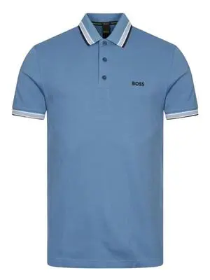 Hugo Boss Logo Embroidered Short-sleeved Polo Shirt - Blue