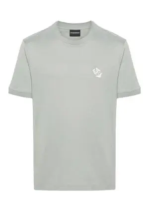 Emporio Armani Logo-embroidered Cotton T-shirt Gray