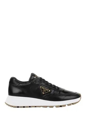 Prada Triangle Logo Lace-up Sneakers - Black