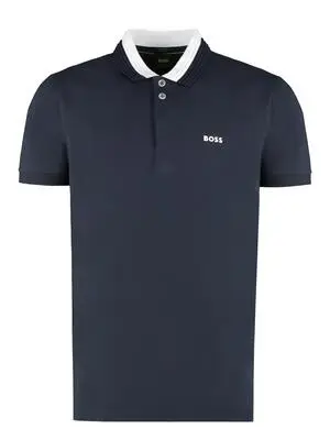 Hugo Boss 3d-stripe Collar Polo Shirt - Black