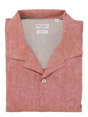 Brunello Cucinelli Camp-collar Short-sleeve Shirt - Pink