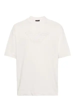 Emporio Armani Logo-embroidered Cotton T-shirt - White