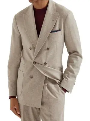 Brunello Cucinelli Double-breasted Patch-pocket Blazer - Beige