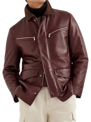 Brunello Cucinelli Nappa Leather Field Jacket - Red
