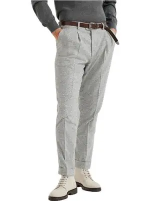Brunello Cucinelli Pleated Wool-silk Blend Trousers - Gray