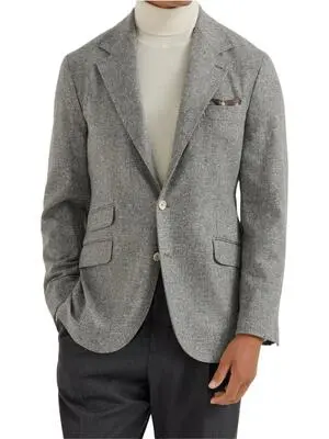 Brunello Cucinelli Flecked-effect Blazer - Light Gray