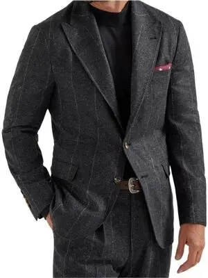 Brunello Cucinelli Pinstripe Blazer - Anthracite