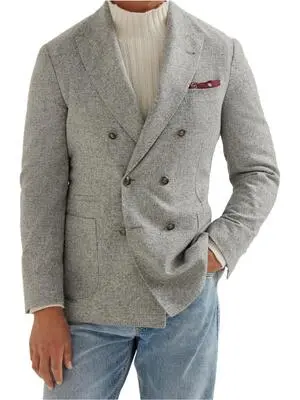 Brunello Cucinelli Prince Of Wales Blazer - Light Gray