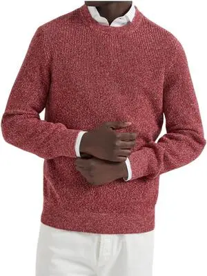 Brunello Cucinelli Two-tone Ribbed Knit Jumper - Red