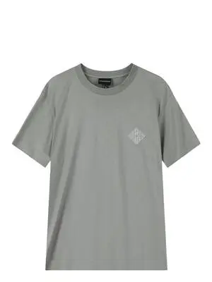 Emporio Armani Slim-fit Lyocell-blend Jersey T-shirt With Logo Patch - Gray