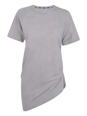 ZIGGY CHEN Crew-neck T-shirt With Asymmetric Hem - Grey