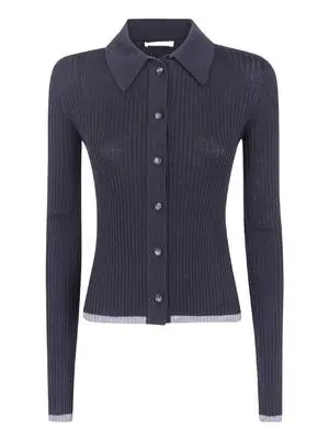 NUUR Long-sleeve Cardigan With Button Closure - Black Grey
