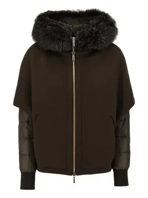 MOORER Long-sleeve Hooded Down Jacket With Fur Trim - No