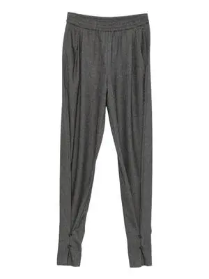 Andamane Marl Effect Elasticated Waist Tapered Leg Trousers - Grey Black