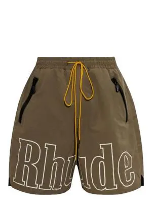Rhude Logo Print Drawstring Shorts - Brown