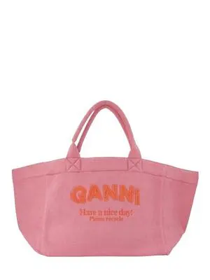 GANNI Terry Cloth Tote Bag - Pink