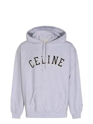 Celine Long-sleeved Hooded Sweatshirt With Letter Detail - Grey