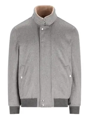 Brunello Cucinelli Zip Up Funnel Neck Jacket - Grey