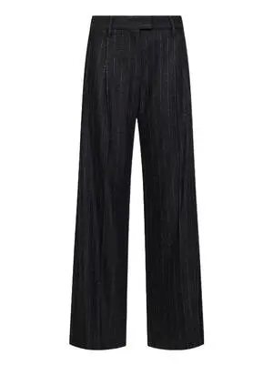 Brunello Cucinelli Pinstriped Tailored Straight-leg Pants - Black