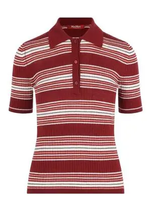 Max Mara Max Mara Studio Striped Short-Sleeve Polo Shirt Red