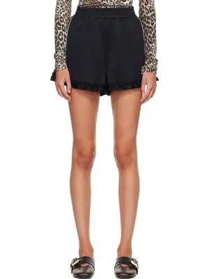 GANNI Ganni Elastic Waist Shorts With Ruffle Hem No