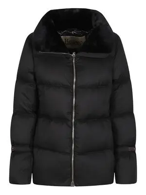 Herno Quilted Down Jacket With Lapel Collar - Black