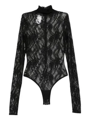 Andamane Ziggy Lace-patterned High-neck Bodysuit - Black