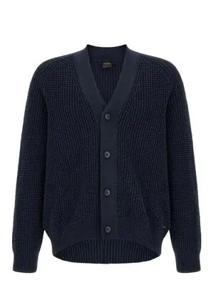 Hugo Boss Honeycomb V-neck Cardigan - Blue