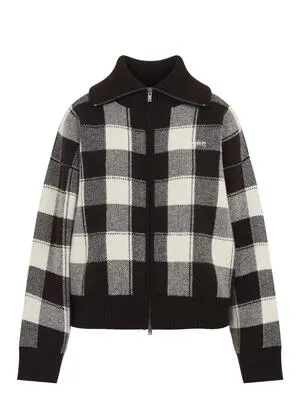GOLDEN GOOSE Rachelle Checked Zip Cardigan - Black