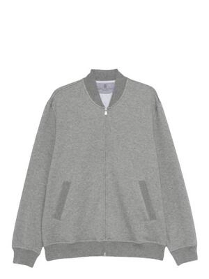 Brunello Cucinelli Zip-up Sweater With Ribbed Details - Grey