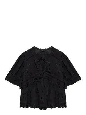 ALLSAINTS Embroidered Floral Lace Short-sleeve Shirt - Black