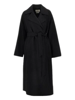Max Mara Belted Long Coat - Black