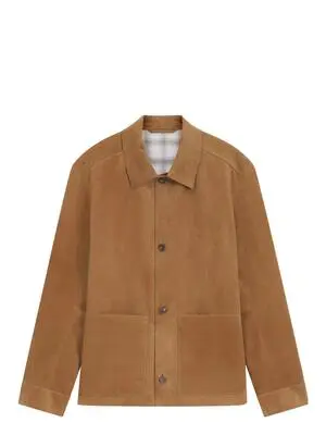 Hugo Boss Suede Button-up Leather Jacket - Beige
