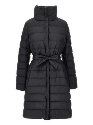 Max Mara Quilted Puffer Jacket With High Collar And Belt - Black