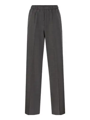 Peserico Elastic Waist Straight Leg Trousers - Black