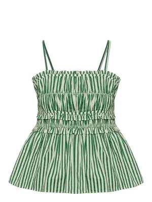 ALLSAINTS Kali Smocked Striped Top - Green