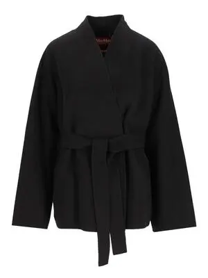 Max Mara Wool Belted Coat - Black