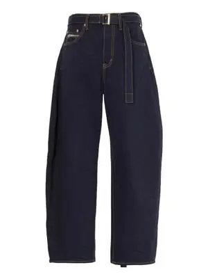 Sacai Belted Wide-leg Jeans - Navy