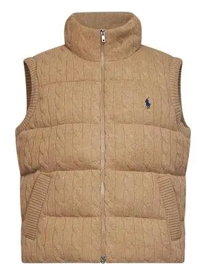 Polo Ralph Lauren Quilted Padded Sleeveless Coat With Stand Collar - Beige