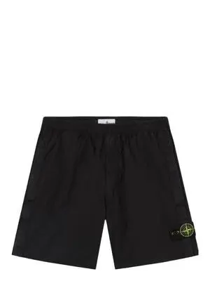 Stone Island Loose Wide-leg Bermuda Shorts With Elastic Waist - Black