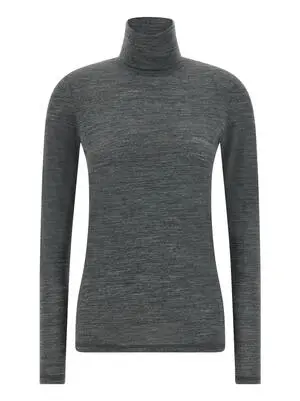 JIL SANDER Mock Neck Long Sleeve T-shirt - Gray